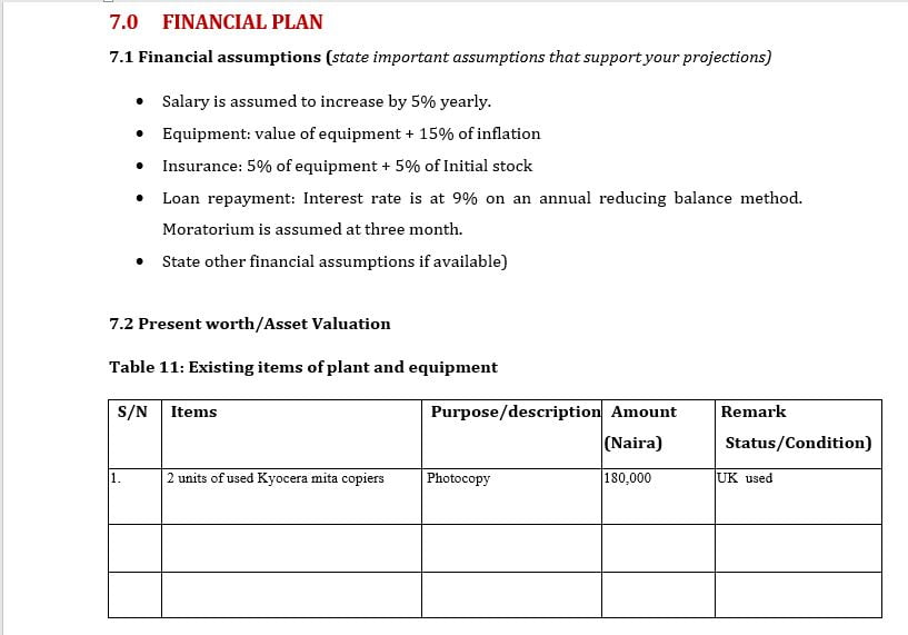 Fully Automated Business Plan Financial Tool for Business owners ...